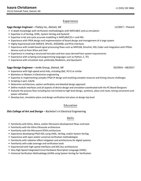 Fpga Design Engineer Resume Samples Velvet Jobs