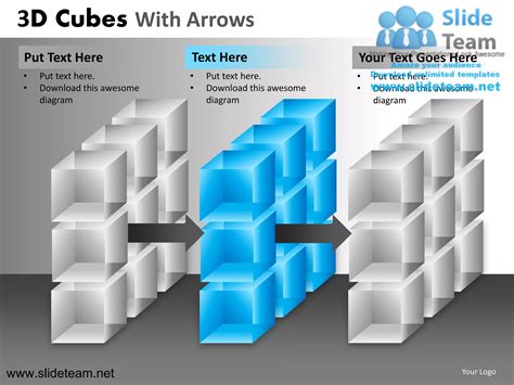 3d Cubes Building Blocks Stacked With Arrows Powerpoint Presentation Templates Ppt