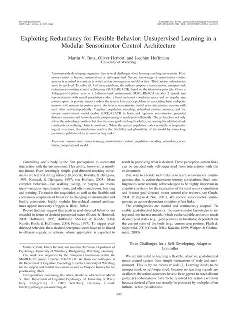 Pdf Exploiting Redundancy For Flexible Behavior Unsupervised Learning In A Modular