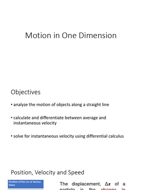 Motion In One Dimension Pdf Acceleration Velocity