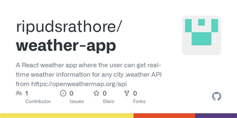 GitHub Ripudsrathore Weather App A React Weather App Where The User Can Get Real Time Weather