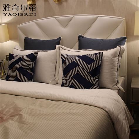 Купить кожаная кровать Я чет Арти скандинавский кожаный кровать современный простой европейский