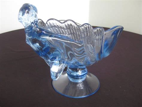 Cambridge Glass Moonlight Blue Flying Lady Bowl Antiques Board