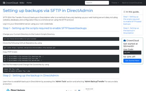 Crowncloud Wiki Setting Up Backups Via Sftp In Directadmin
