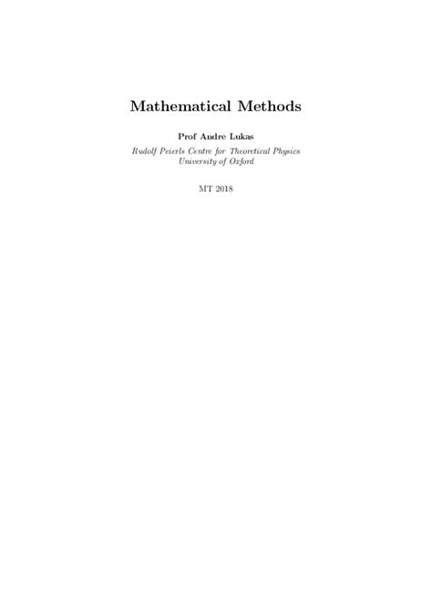 pdf mathematical methods lecture notes by andre lukas