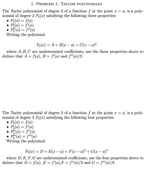 Solved PROBLEM TAYLOR POLYNOMIALS The Taylor Chegg Com