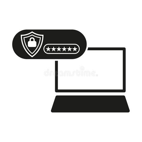 Laptop Security Login Password Encryption Data Protection Interface Vector Illustration Eps