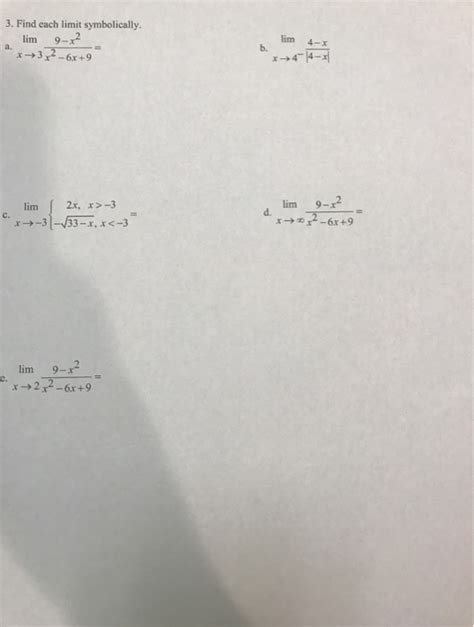 Solved 3 Find Cach Limit Symbolically Lim 9 X2 A