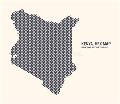Kenya Map Vector Hexagonal Half Tone Pattern Isolated On Light Background Stock Vector