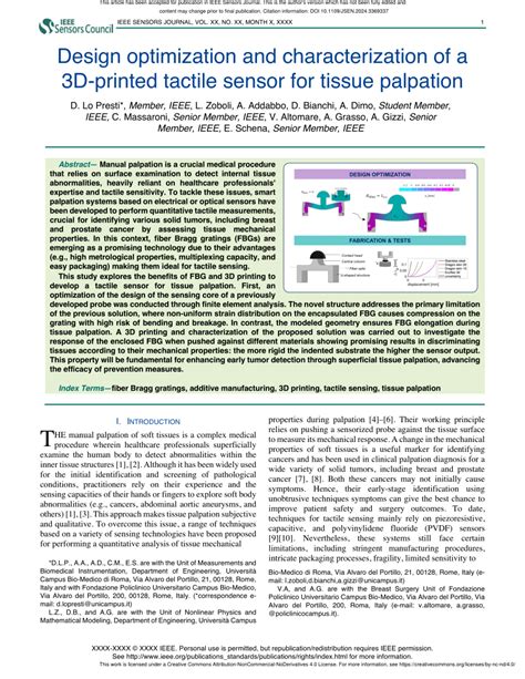 Pdf Design Optimization And Characterization Of A 3 D Printed Tactile