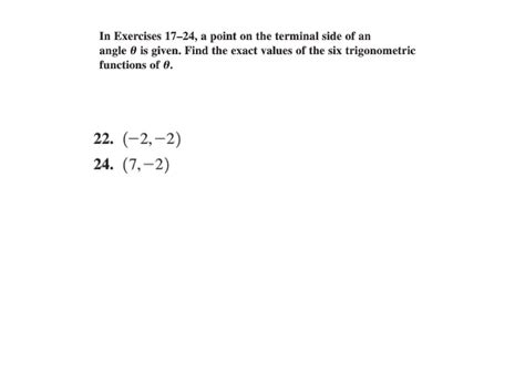Solved In Exercises 17 24 A Point On The Terminal Side Of