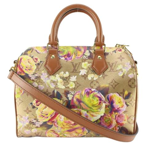 Louis Vuitton Rare Metallic Gold Floral Monogram Garden Speedy 25