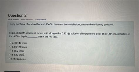 Solved Using the "Table of acids w Kas and pKas" in the exam | Chegg.com