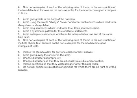 Construction Of True And False Test A Give Non—examples Of Each