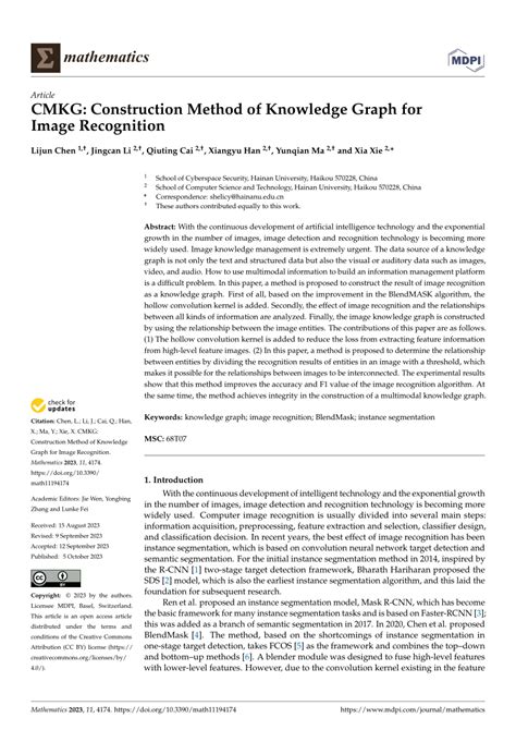Pdf Cmkg Construction Method Of Knowledge Graph For Image Recognition