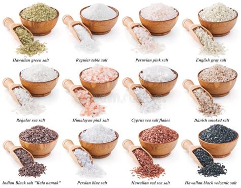 Collection Of Different Types Of Salt Isolated On Stock Photo Image