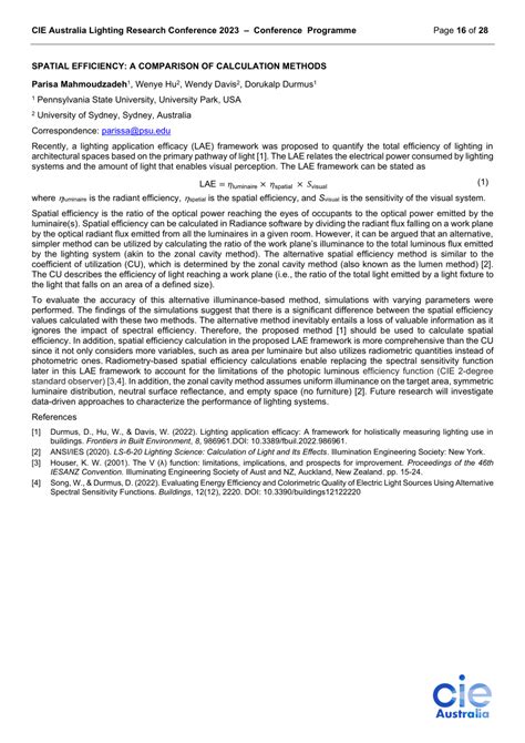 Pdf Spatial Efficiency A Comparison Of Calculation Methods