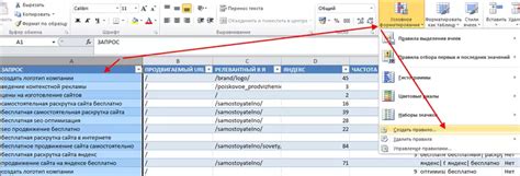 Основные функции Excel Эксель для Seo специалиста вставка таблицы