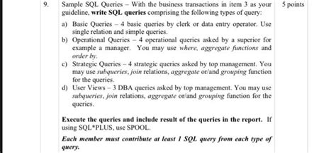 Solved 9 Sample Sql Queries With The Business