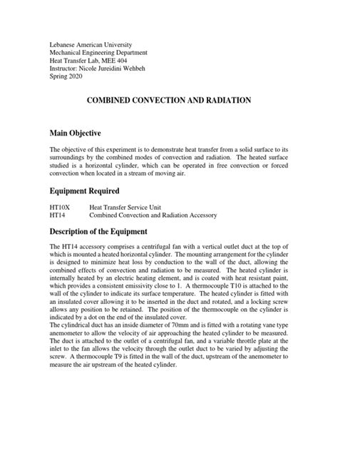 Combined Convection And Radiation Pdf Heat Transfer Heat