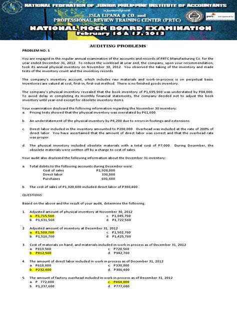Auditing Problems With Answers Pdf Depreciation Equity Finance
