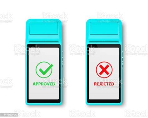 흰색 절연 승인 및 거부 상태의 벡터 3d Nfc 지불 기계 와이파이 무선 결제 Pos 단말기 은행 결제 비접촉식 단말기의 기계