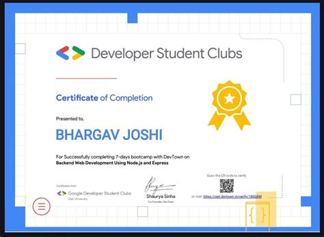 Bhargav Joshi On Linkedin Backenddevelopment Certifieddeveloper Continuouslearning