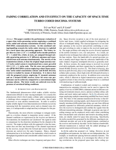 Pdf Fading Correlation And Its Effect On The Capacity Of Multi Element Antenna Systems