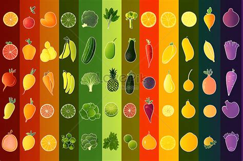 푸짐한 과일과 채소 일러스트 무료 다운로드 Lovepik