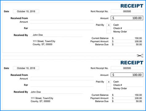 Free Printable Excel Receipt Template