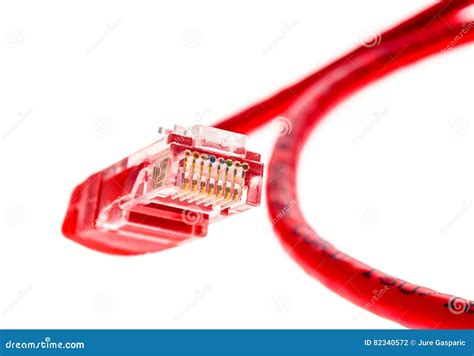 Red Network UTP Cable With RJ Connector Isolated On White Stock Photo Image Of Ethernet