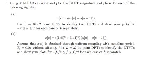 Solved 5 Using Matlab Calculate And Plot The Dtft Magnitude