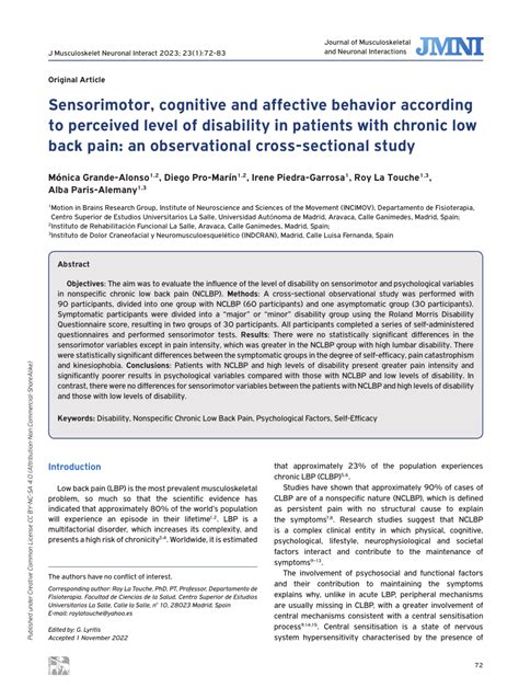 Pdf Sensorimotor Cognitive And Affective Behavior According To Perceived Level Of Disability