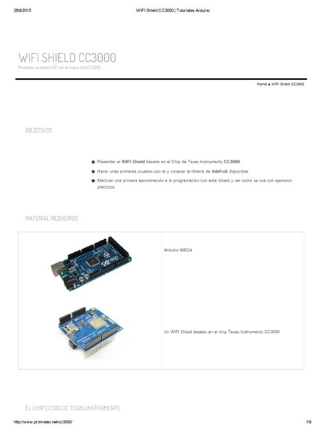 11wifi Shield Cc3000 Tutoriales Arduino Pdf