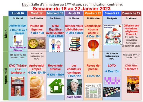 planning du mois de janvier 2023 | DomusVi