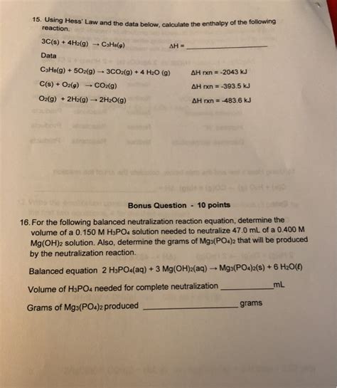 Solved Using Hess Law And The Data Below Calculate The Chegg