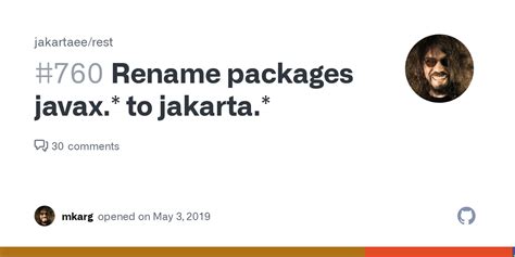 rename packages javax to jakarta · issue 760 · jakartaee rest · github