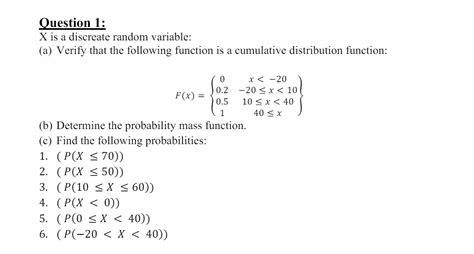 Solved Question 1x ﻿is A Discreate Random Variablea