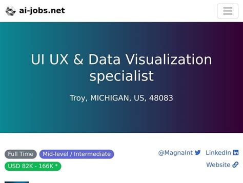 [hiring] Ui Ux And Data Visualization Specialist In Troy Michigan Us