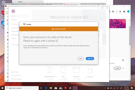 Error Opening Xd Sorry Your Account Is Not Valid Adobe Support