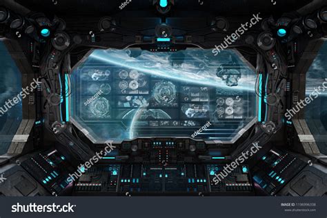 Dark Spaceship Interior Space Control Panel Stock Illustration 1196996338 Shutterstock
