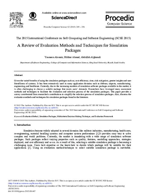 A Review Of Evaluation Methods And Techniques For Simulation Packages