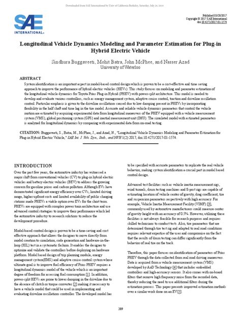 Longitudinal Vehicle Dynamics Modeling And Parameter Estimation For