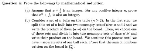 Solved Ion 4 Prove The Followings By Mathematical Induction