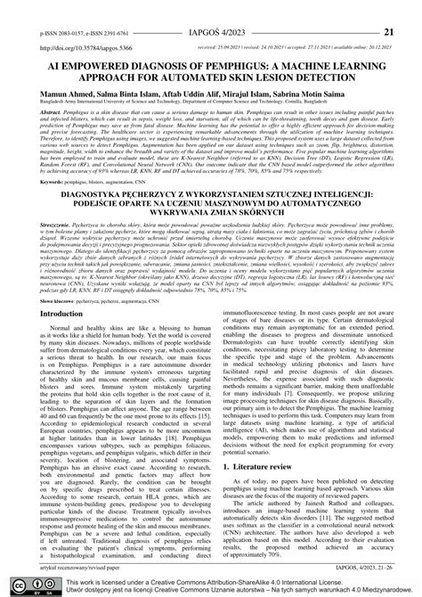 Pdf Ai Empowered Diagnosis Of Pemphigus A Machine Learning Approach