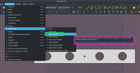 Draft → Menu Modification Array Tools Circular Array Tool · Issue 39 · Freecad Freecad