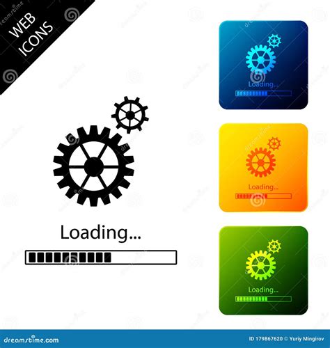 Loading And Gear Icon Isolated Progress Bar Icon System Software Update Loading Process