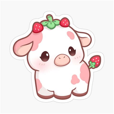Strawberry Cow Sticker For Sale By Veraphina Cow Drawing Cute