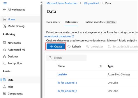 Linking Tables In Onelake To Azure Machine Learning Through Ui Azure Machine Learning