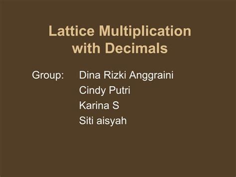Decimal Lattice Multiplication1 Pps